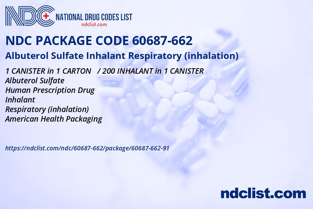 Albuterol Sulfate Inhalant NDC Package 60687-662-91