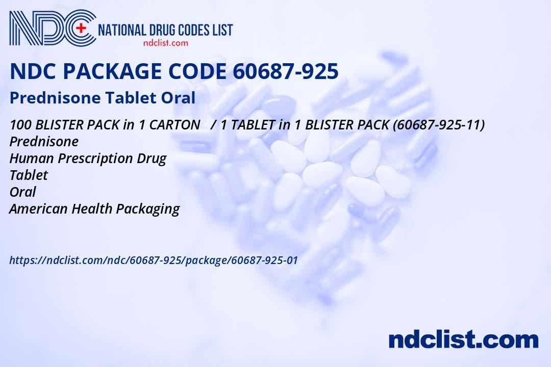 Prednisone Tablet NDC Package 60687-925-01