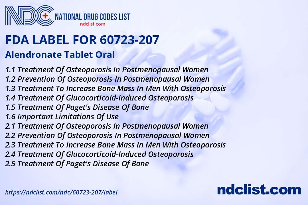 FDA Label for Alendronate Tablet Oral - Indications, Usage & Precautions