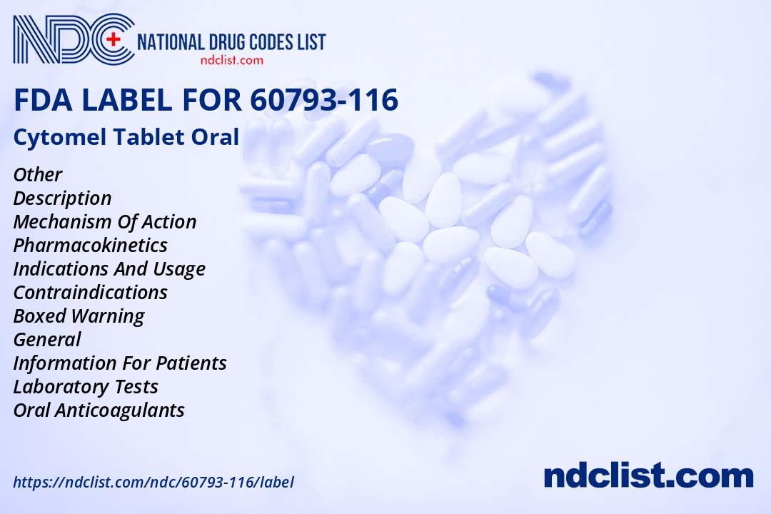Cytomel Tablet- FDA Label NDC60793-116