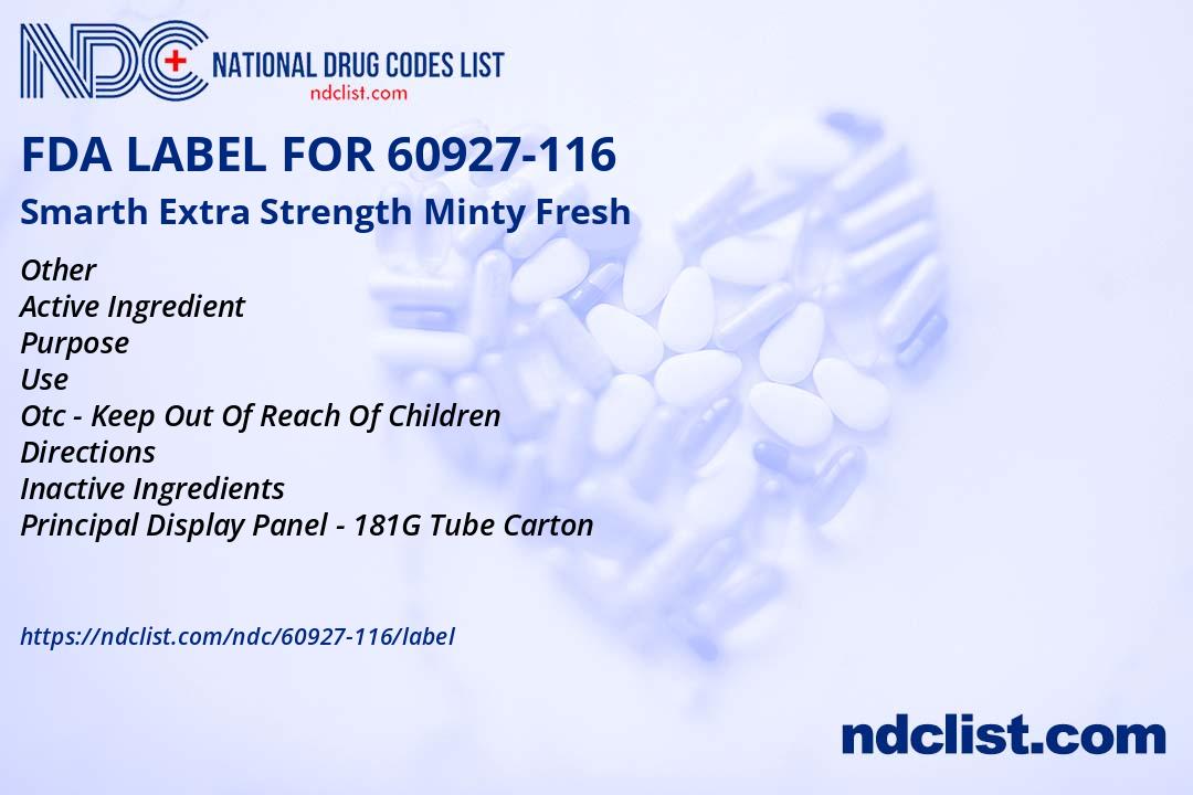 FDA Label for Smarth Extra Strength Minty Fresh - Indications, Usage ...
