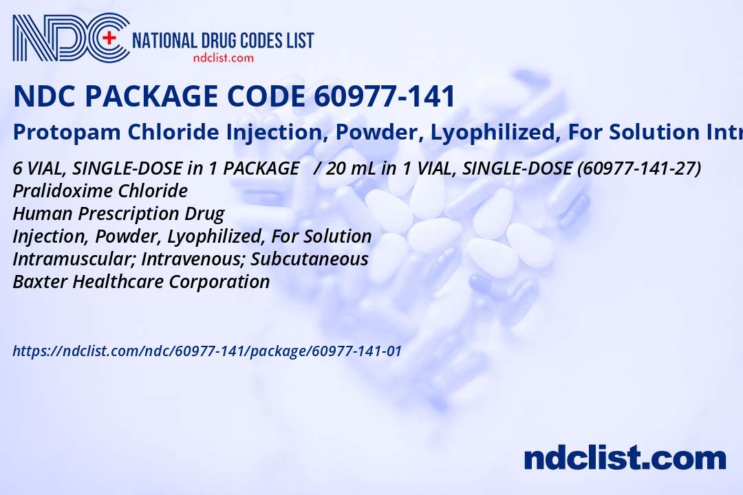 NDC Package 60977-141-01 Protopam Chloride Injection, Powder ...