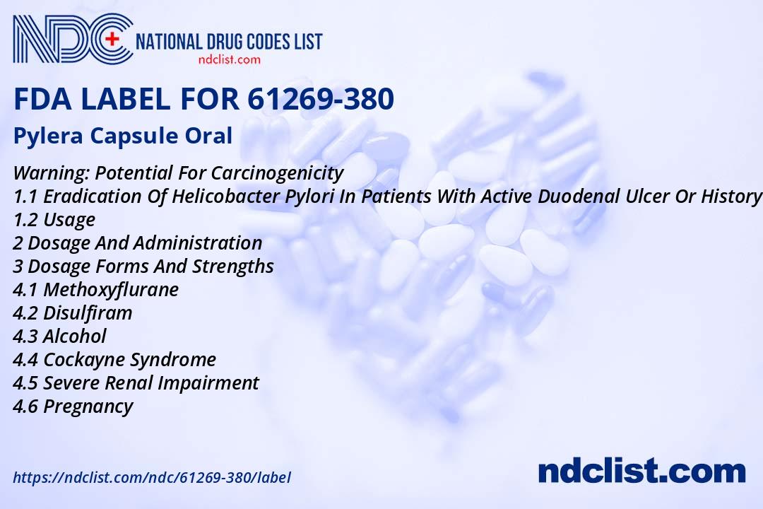FDA Label for Pylera Capsule Oral - Indications, Usage & Precautions