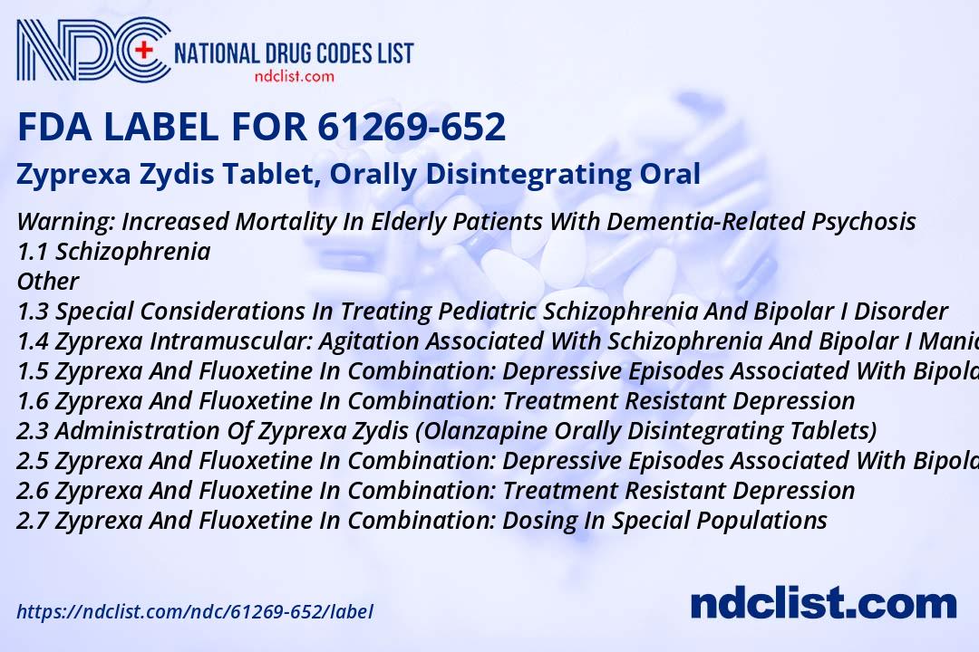 FDA Label for Zyprexa Zydis Tablet, Orally Disintegrating Oral ...