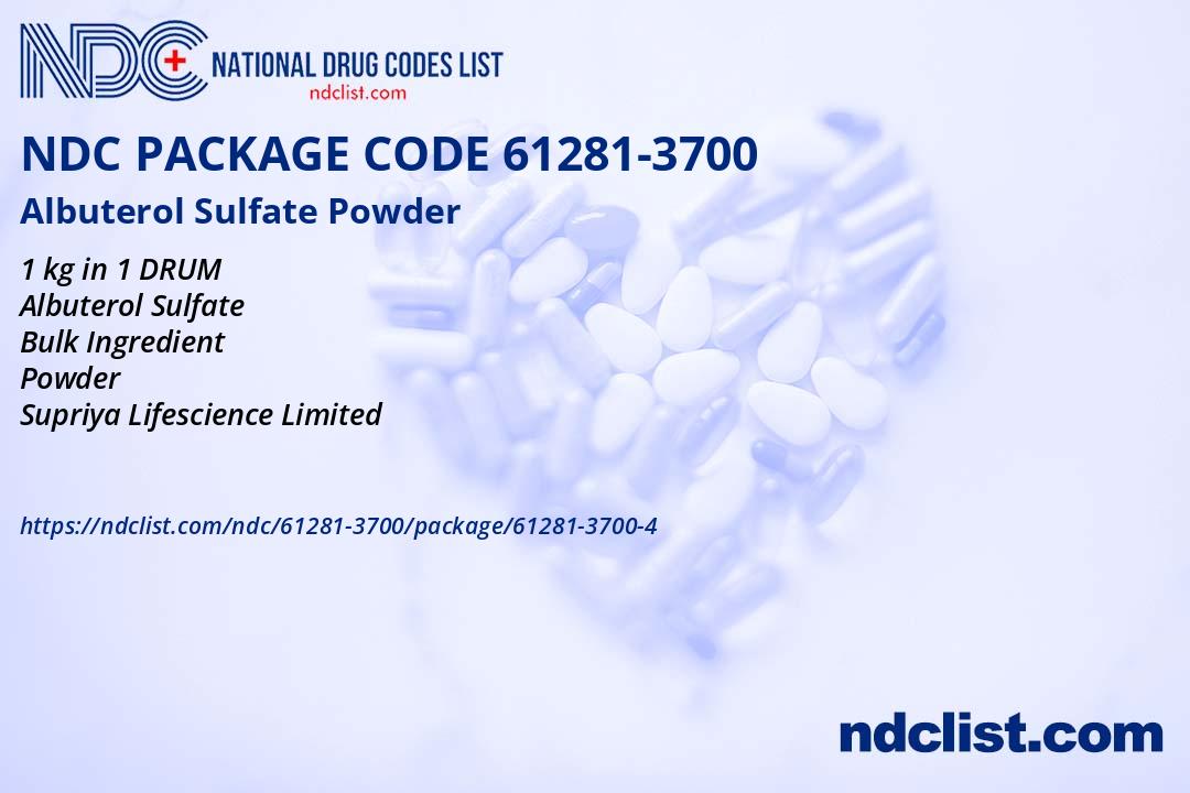 Albuterol Sulfate Powder- NDC61281-3700-4