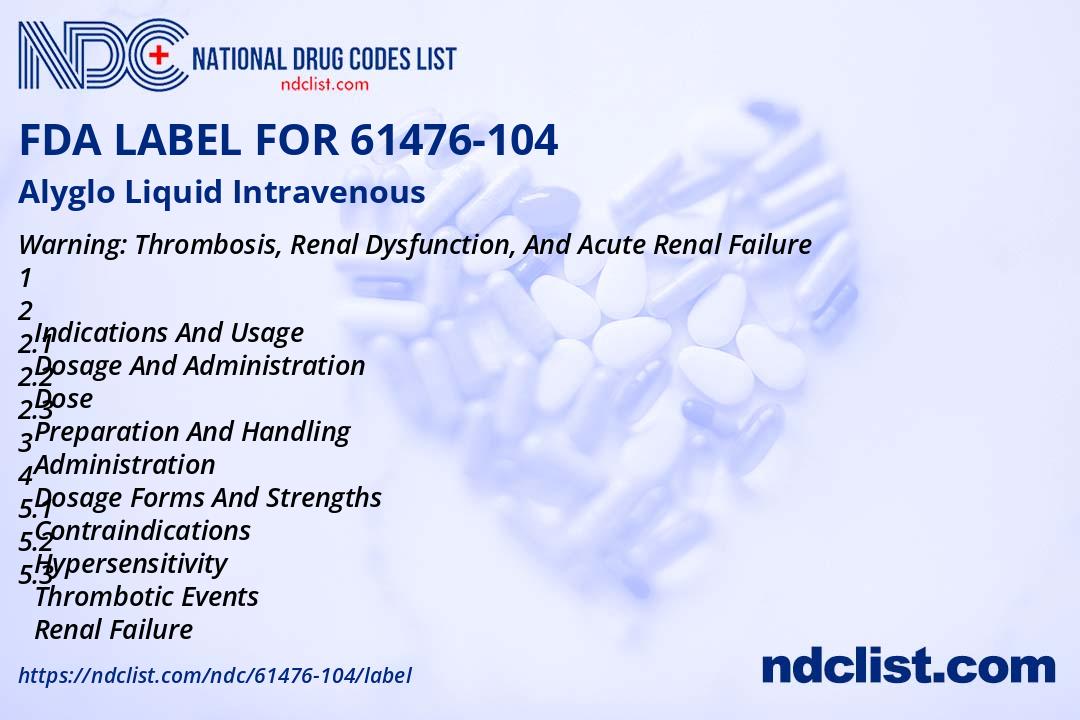 Alyglo Liquid FDA Label - NDC 61476-104