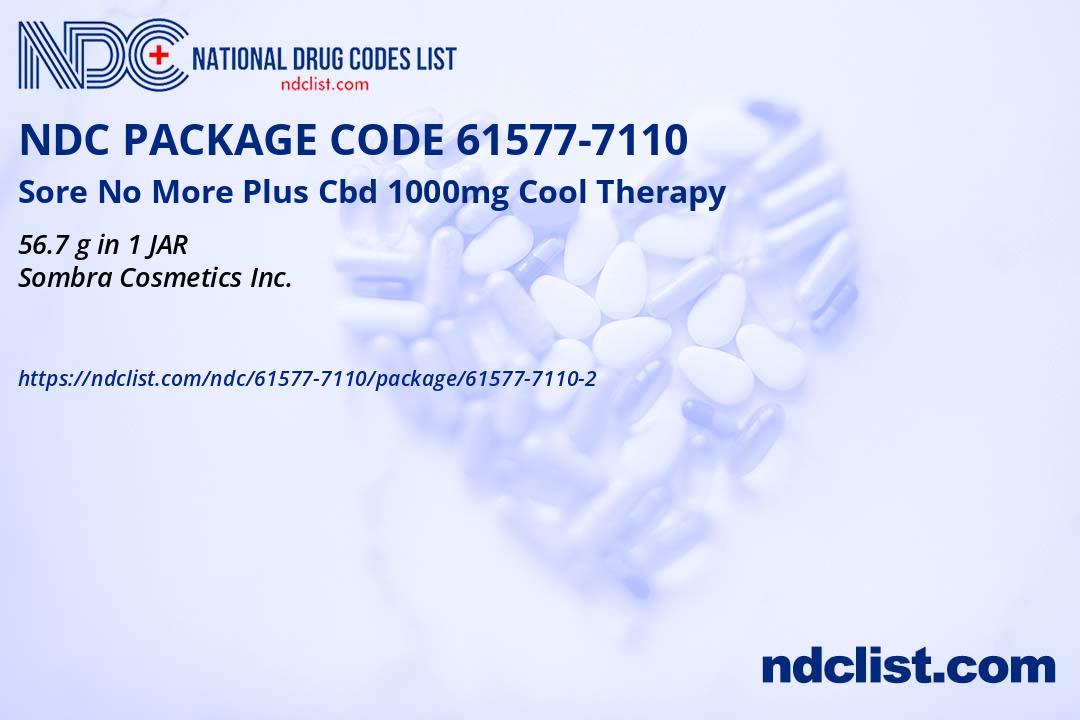 NDC Package 61577-7110-2 Sore No More Plus Cbd 1000mg Cool Therapy