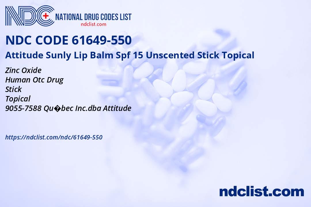 Attitude Sunly Lip Balm Spf 15 Unscented Stick- NDC61649-550