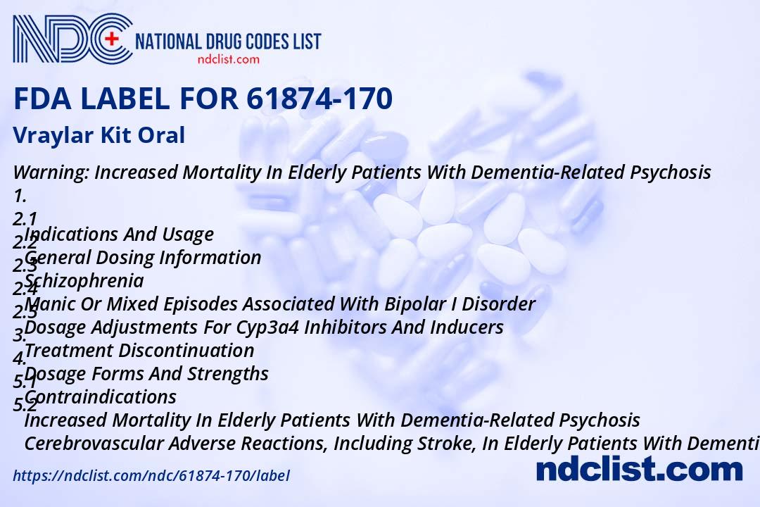 FDA Label for Vraylar Kit Oral - Indications, Usage & Precautions
