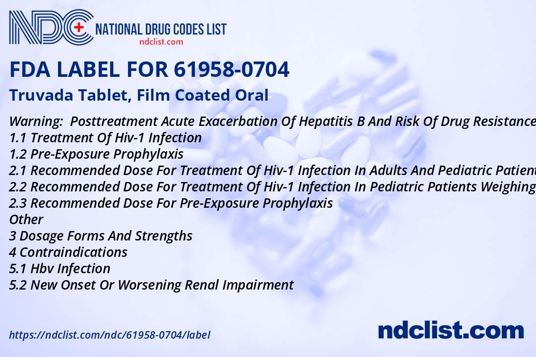 FDA Label for Truvada Tablet, Film Coated Oral - Indications, Usage ...