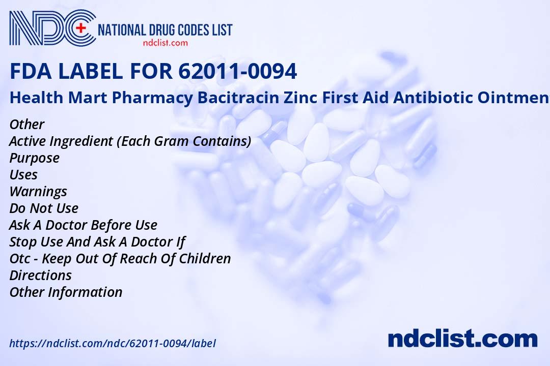 FDA Label for Health Mart Pharmacy Bacitracin Zinc First Aid Antibiotic ...