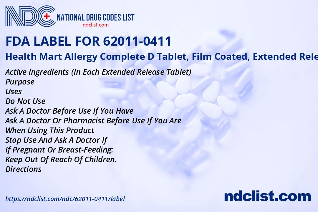 FDA Label for Health Mart Allergy Complete D Tablet, Film Coated ...