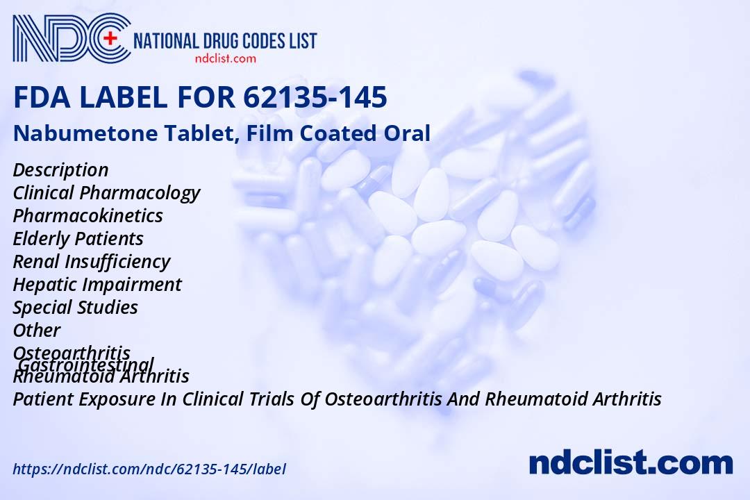 Nabumetone Tablet, Film Coated FDA Label - NDC 62135-145