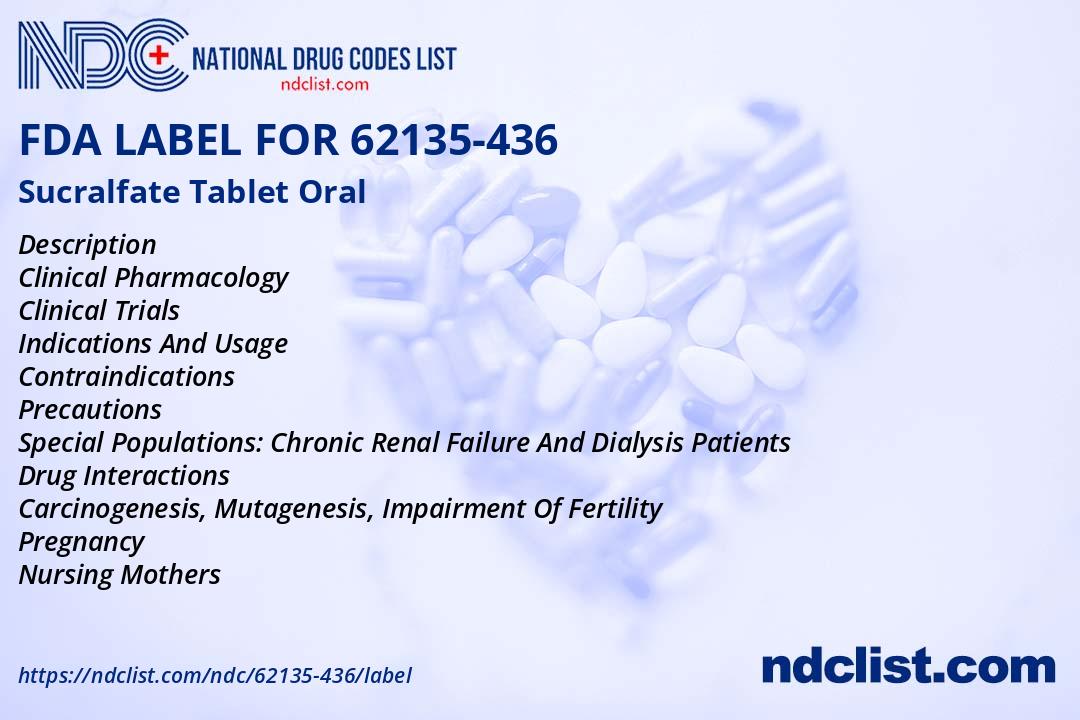 FDA Label for Sucralfate Tablet Oral - Indications, Usage & Precautions