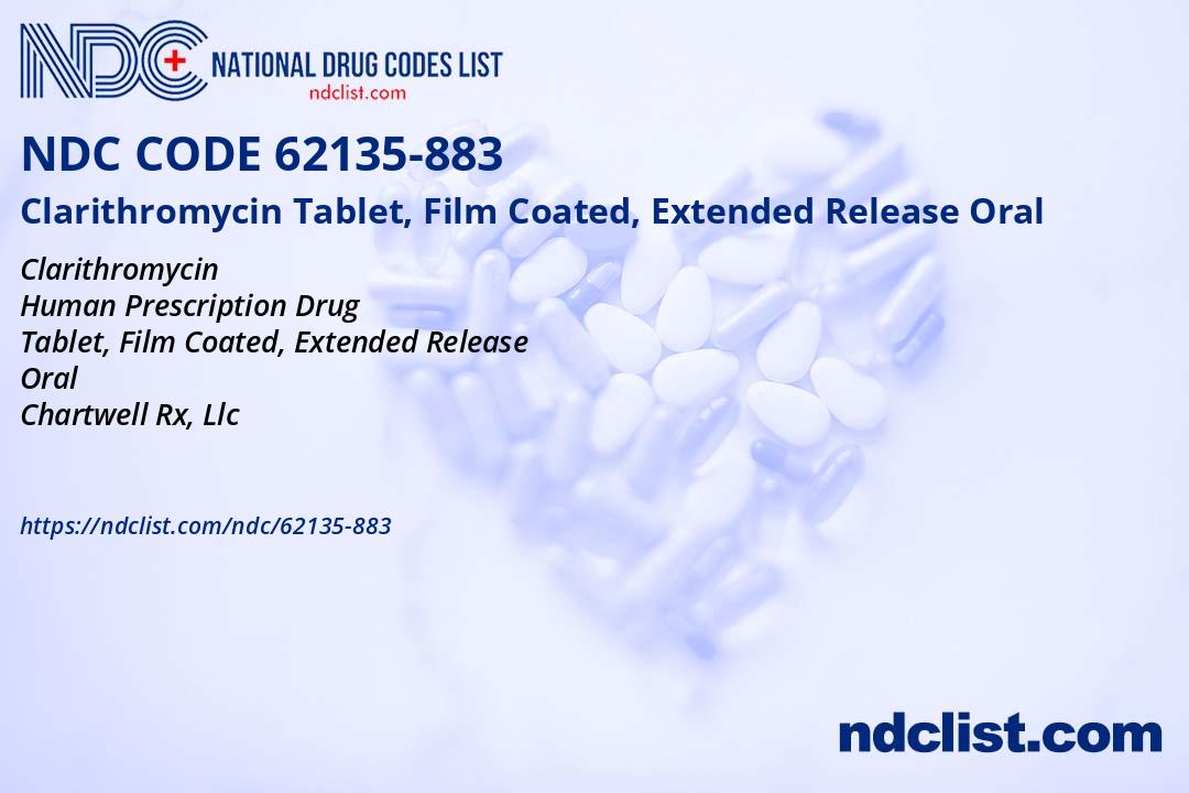 NDC 62135-883 Clarithromycin Tablet, Film Coated, Extended Release Oral