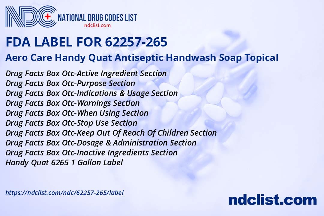 FDA Label for Aero Care Handy Quat Antiseptic Handwash Soap Topical ...