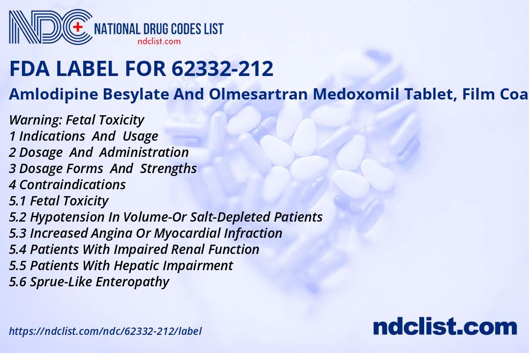 Amlodipine Besylate And Olmesa FDA Label - NDC 62332-212