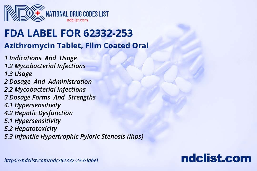 Azithromycin Tablet, Film Coated- FDA Label NDC62332-253