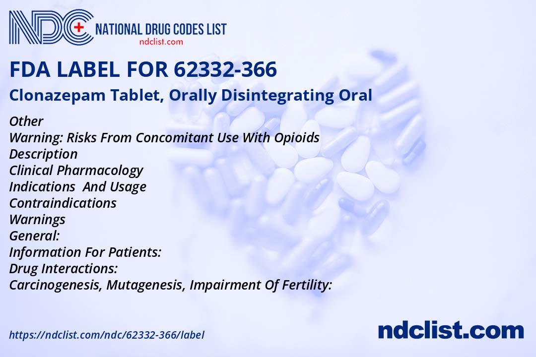 FDA Label for Clonazepam Tablet, Orally Disintegrating Oral ...