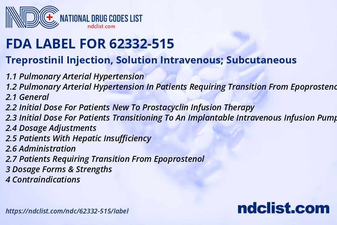 Treprostinil Injection, Solution- FDA Label NDC62332-515