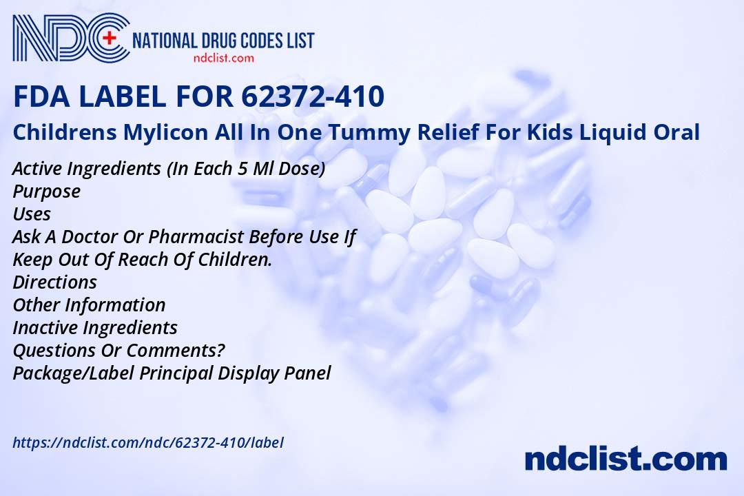 Childrens Mylicon All In One Tumm- FDA Label NDC62372-410