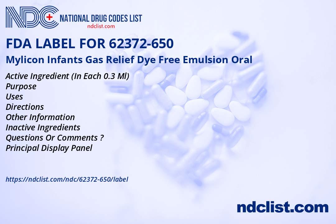 FDA Label for Mylicon Infants Gas Relief Dye Free Emulsion Oral ...