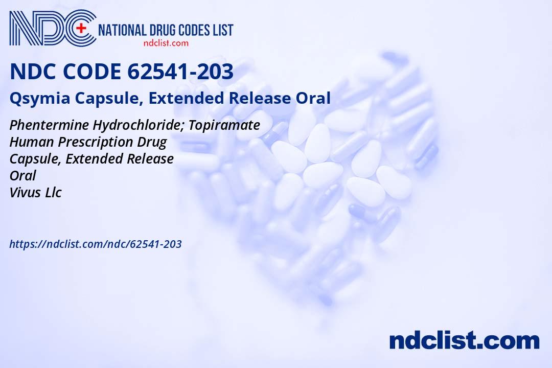 NDC 62541-203 Qsymia Capsule, Extended Release Oral