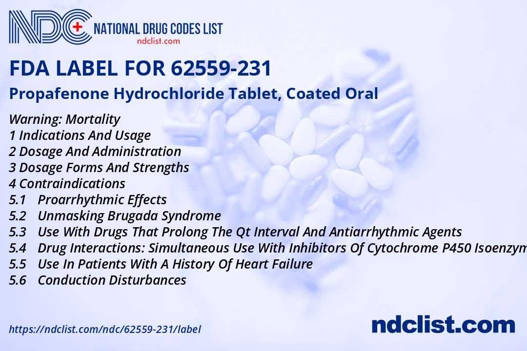 FDA Label for Propafenone Hydrochloride Tablet, Coated Oral ...