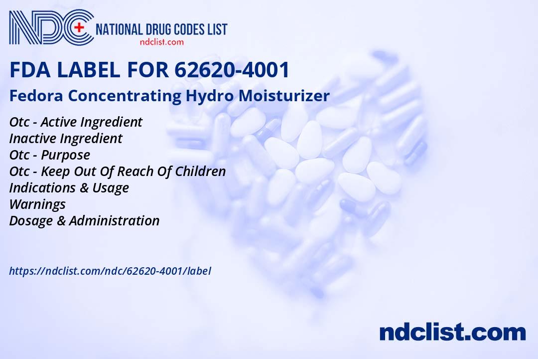FDA Label for Fedora Concentrating Hydro Moisturizer - Indications ...