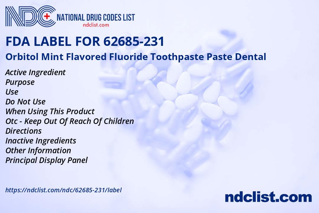 FDA Label for Orbitol Mint Flavored Fluoride Toothpaste - Indications ...