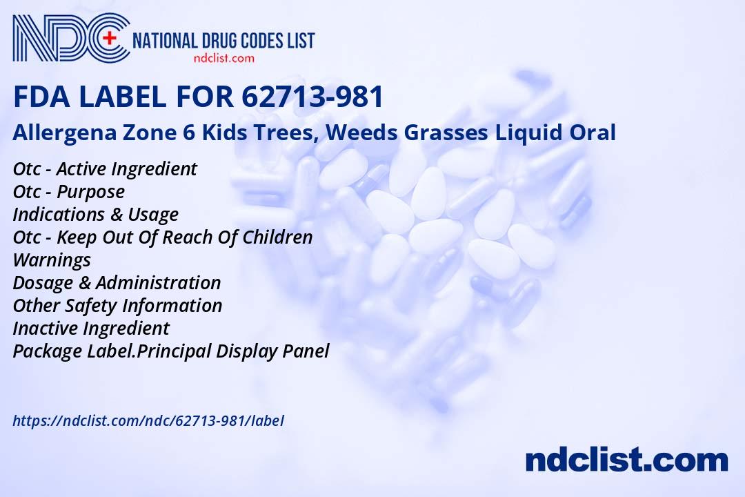 Allergena Zone 6 Kids Liquid FDA Label - NDC 62713-981