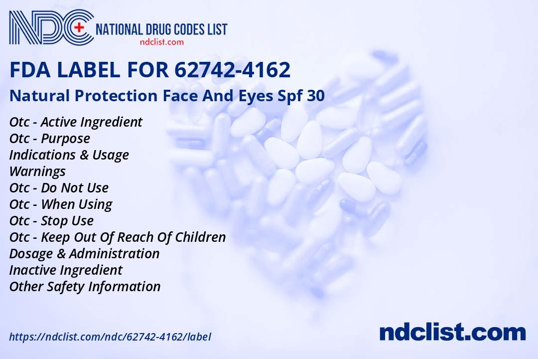 FDA Label for Natural Protection Face And Eyes Spf 30 - Indications ...