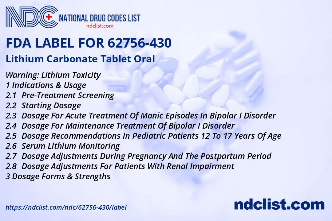 FDA Label for Lithium Carbonate Tablet Oral - Indications, Usage ...