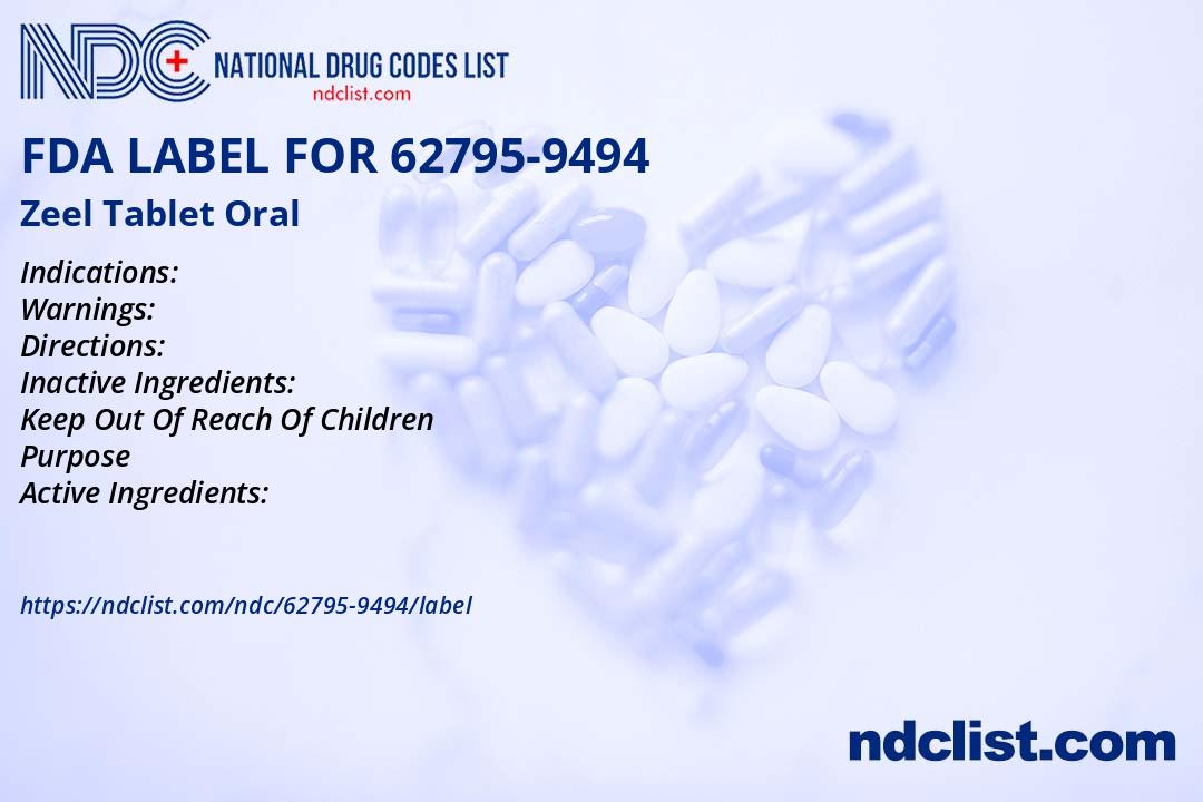 Zeel- FDA Label NDC62795-9494