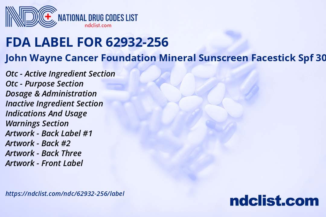 FDA Label for John Wayne Cancer Foundation Mineral Sunscreen Facestick ...