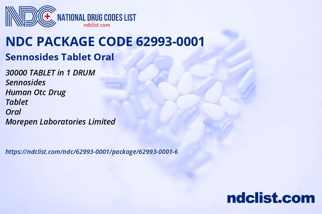 Sennosides Tablet NDC Package 62993-0001-6