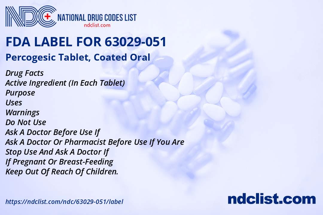Percogesic Tablet, Coated FDA Label - NDC 63029-051