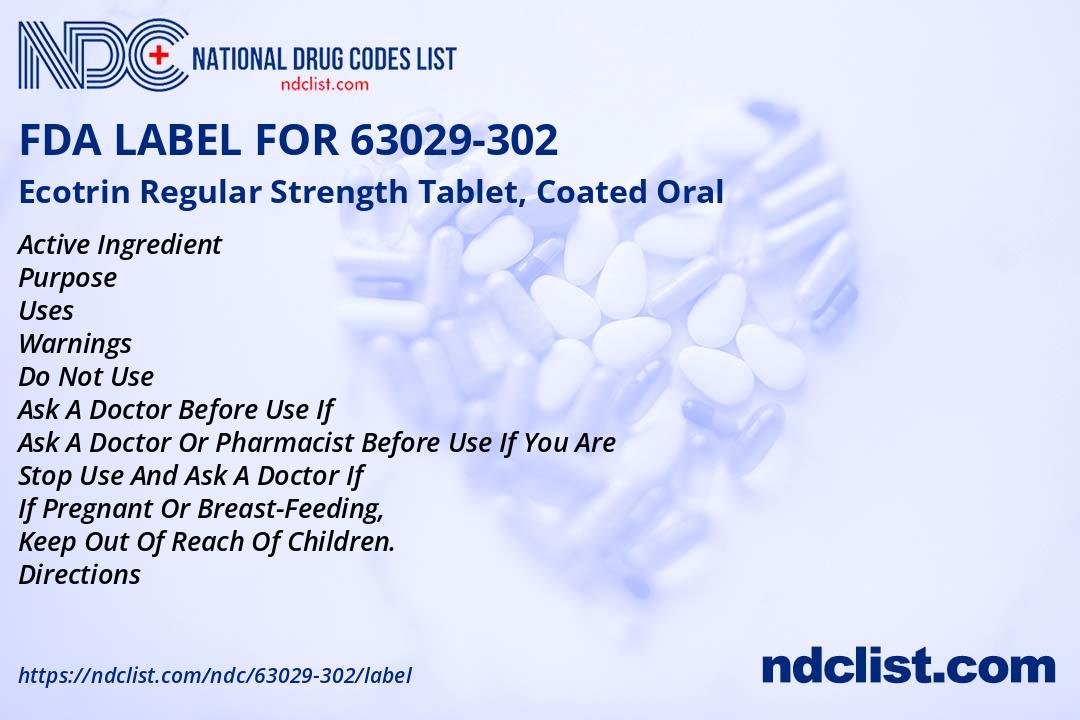 FDA Label for Ecotrin Regular Strength Tablet, Coated Oral ...