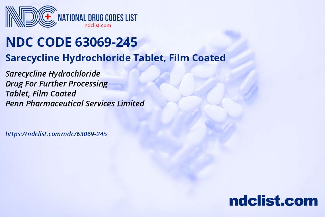 Sarecycline Hydrochloride Tablet, Film Coated- NDC63069-245