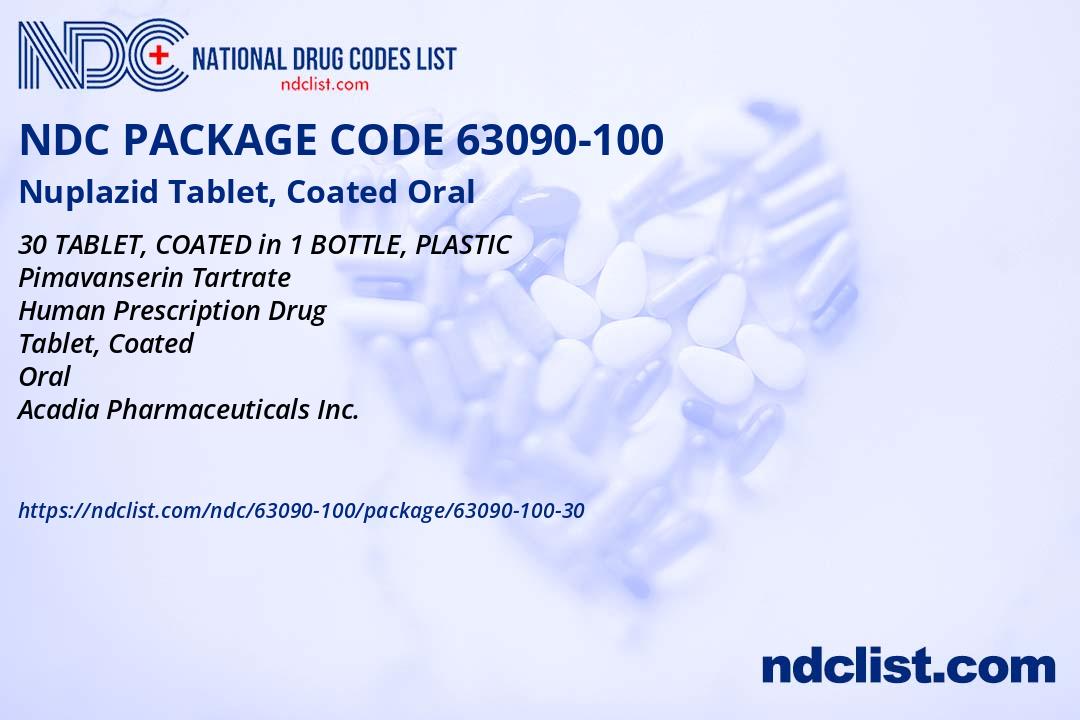Nuplazid Tablet, Coated- NDC63090-100-30