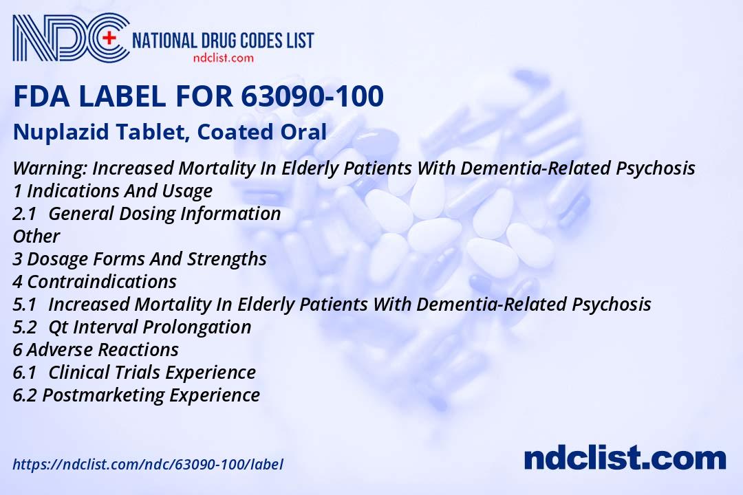 Nuplazid Tablet, Coated- FDA Label NDC63090-100
