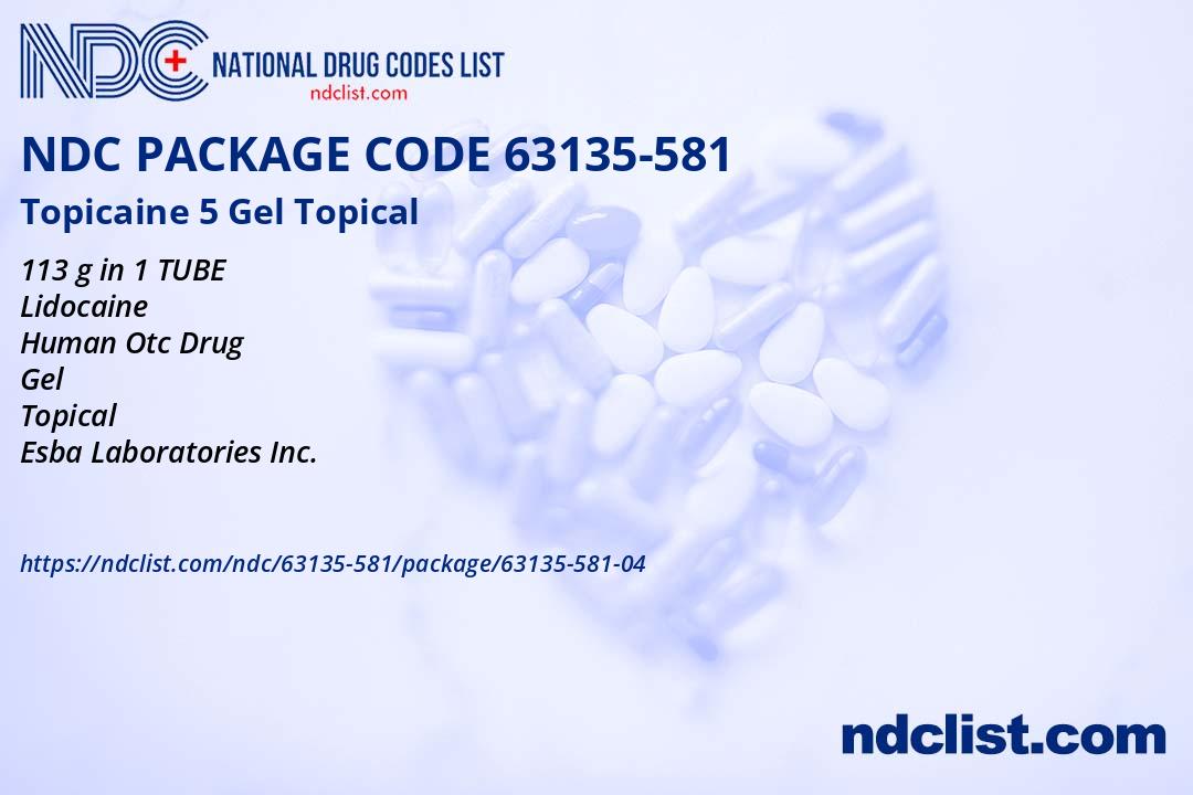 Topicaine 5 Gel- NDC63135-581-04