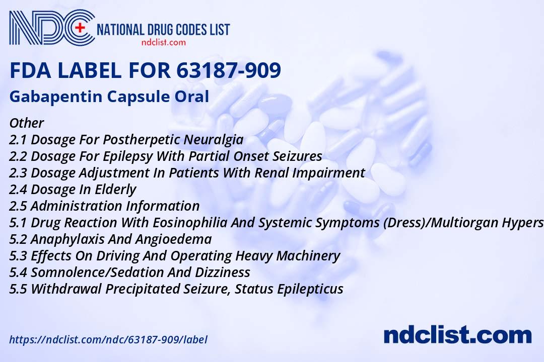 FDA Label for Gabapentin Capsule Oral - Indications, Usage & Precautions