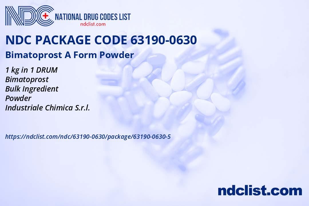 NDC Package 63190-0630-5 Bimatoprost A Form Powder