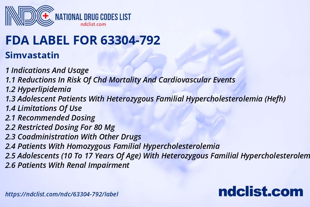 FDA Label for Simvastatin - Indications, Usage & Precautions