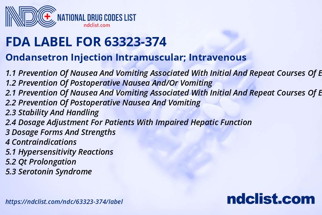 FDA Label for Ondansetron Injection Intramuscular; Intravenous ...