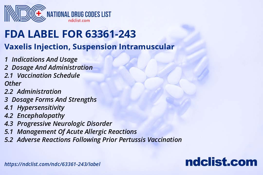 FDA Label for Vaxelis Injection, Suspension Intramuscular - Indications, Usage & Precautions