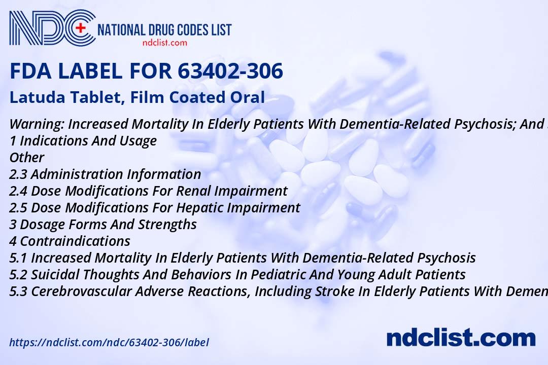 FDA Label for Latuda Tablet, Film Coated Oral - Indications, Usage ...