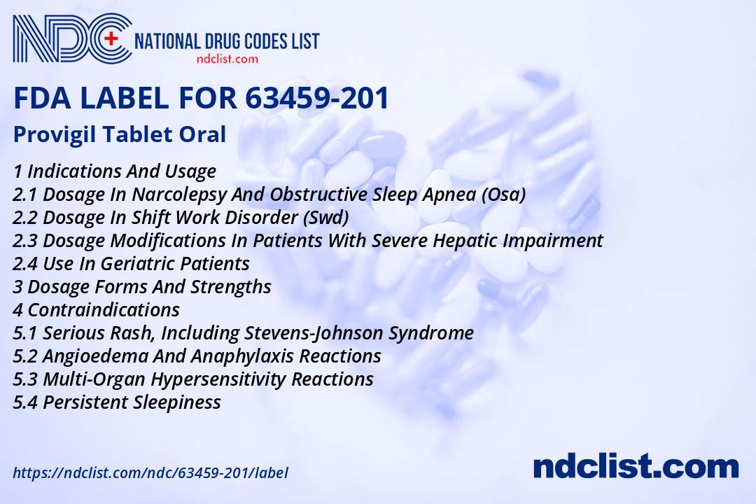 Provigil Tablet- FDA Label NDC63459-201