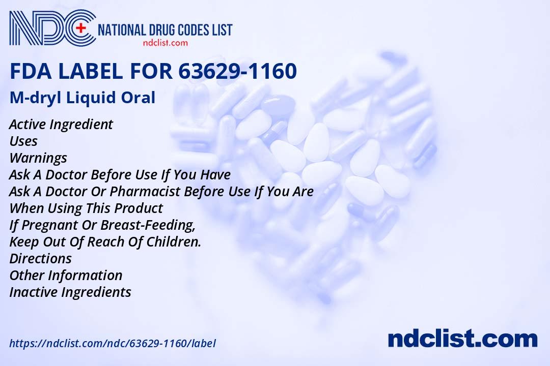M-dryl Liquid- FDA Label NDC63629-1160
